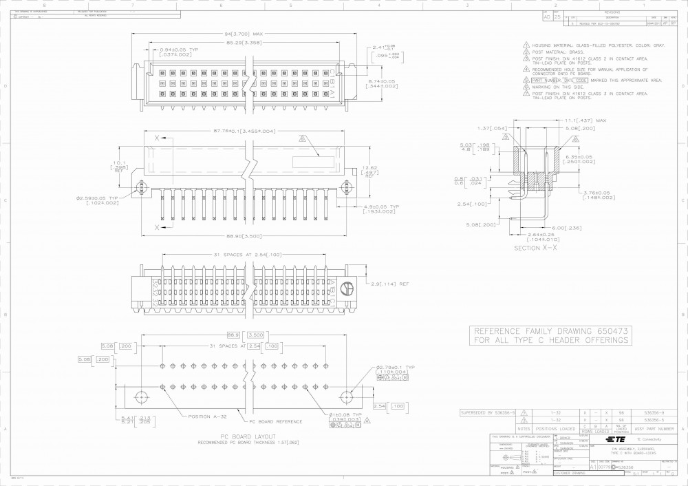 TE Connectivity 536356-5 customer drawing