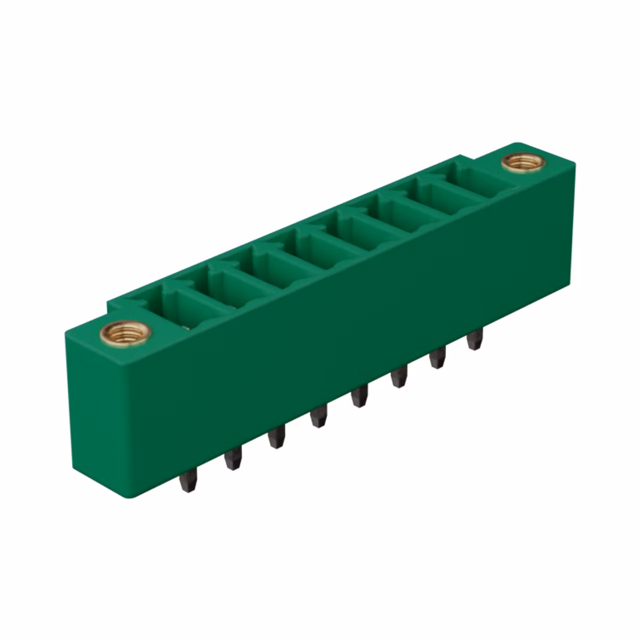 3.81mm Pitch Eurostyle Vertical PCB Header, with Threaded Retention Inserts, Green Housing, 8 Circuits for sale