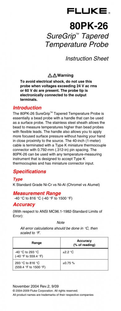 80PK-26 instruction sheet page 1