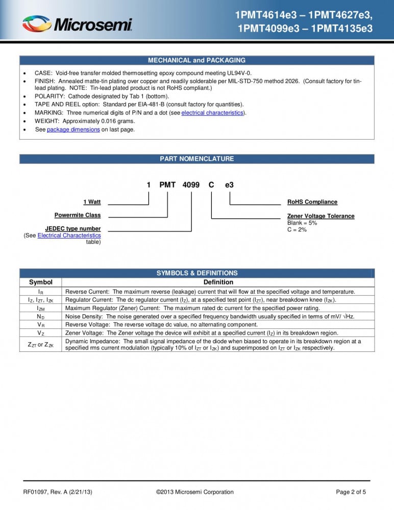 1PMT4135E3/TR7 datasheet page 2