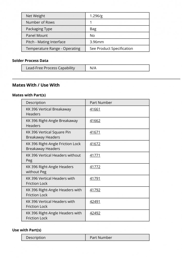 Molex KK 396 product specification page 3