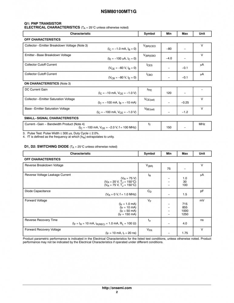 NSM80100MT1G technical document page 2