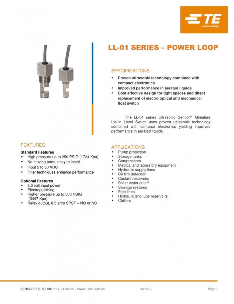 LL-01 series specification page