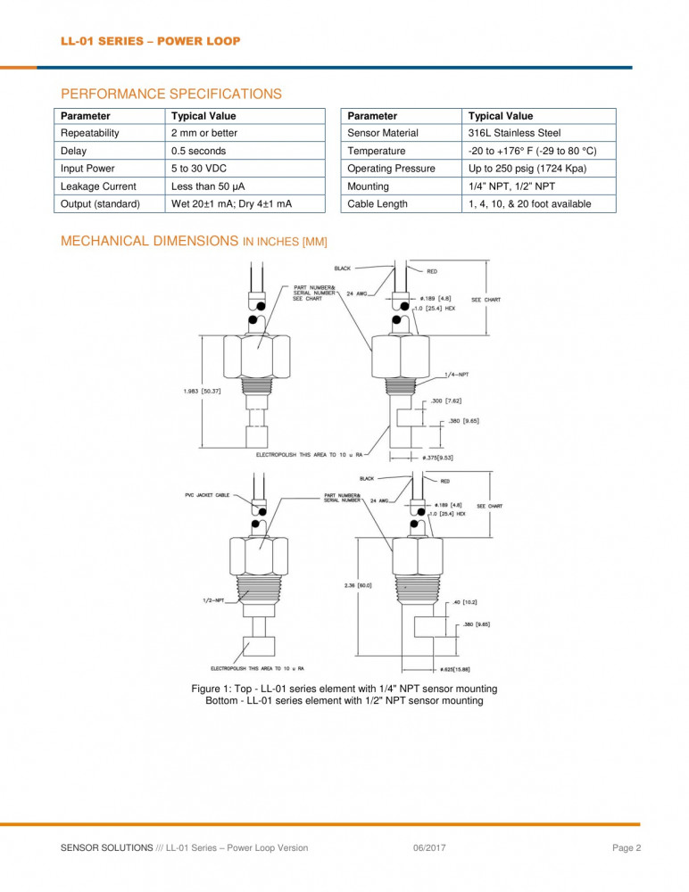LL-01 series mechanical drawing and wiring