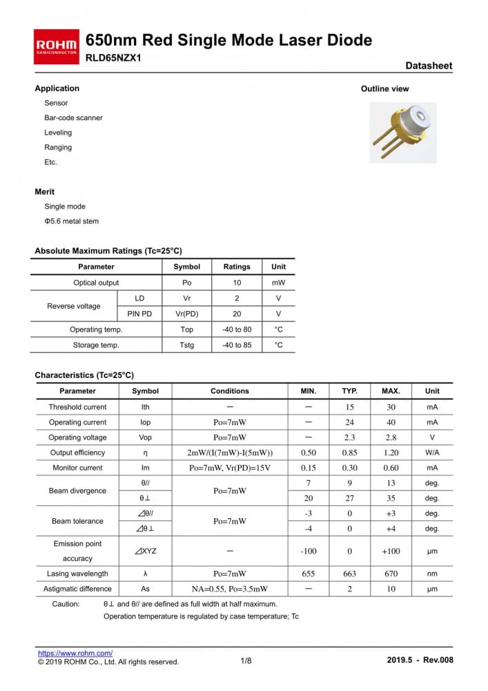 RLD65NZX1-00A technical document page 1