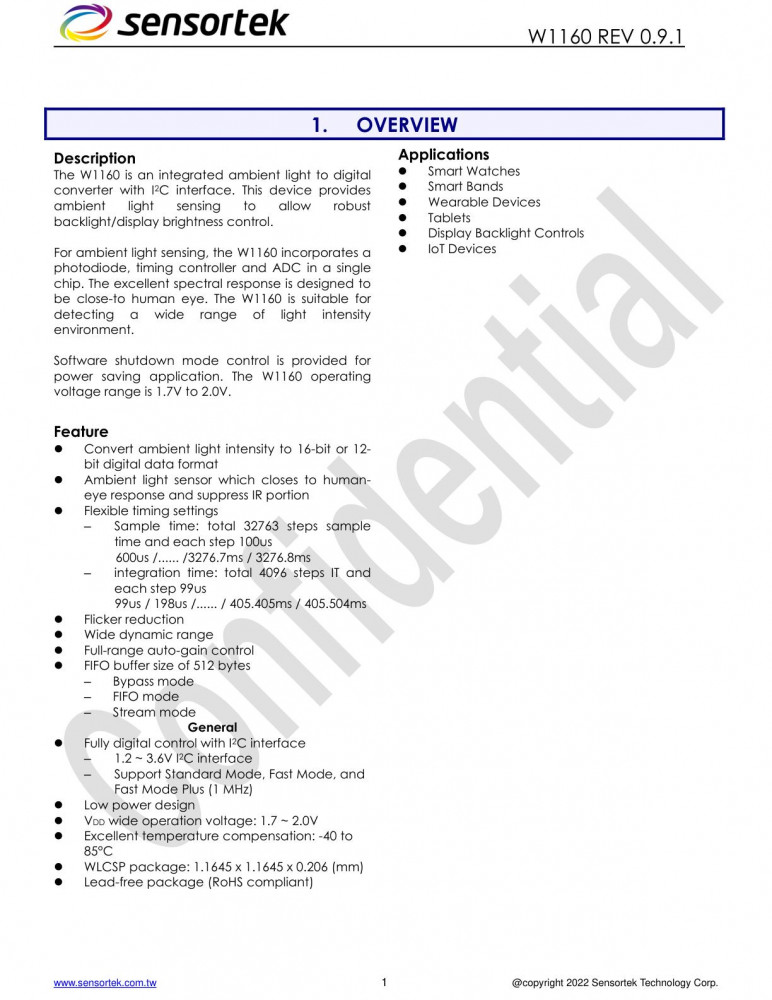 W1160 datasheet page 2