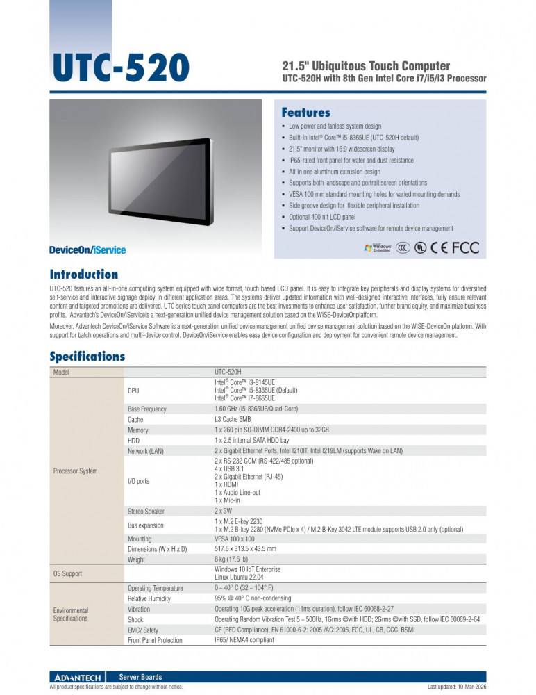 UTC-520H technical document image, page 1