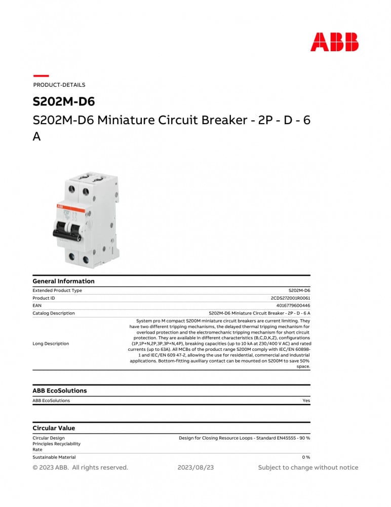 ABB S202M-D6 document page 1