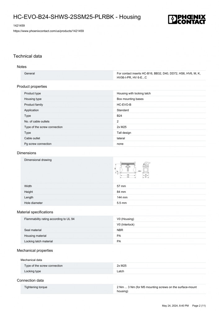 Phoenix Contact 1421459 technical document page 2