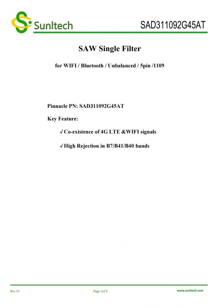 SAD311092G45AT datasheet page 1