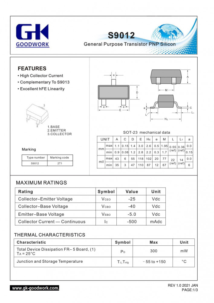 S9012 technical document page 1
