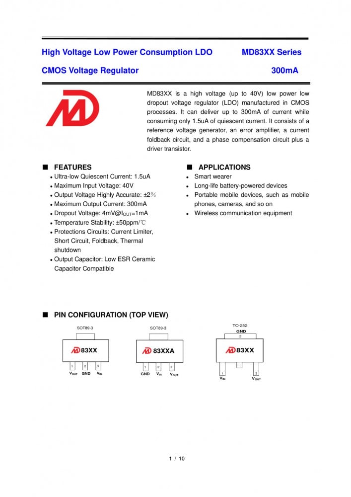MD8350A datasheet page 1