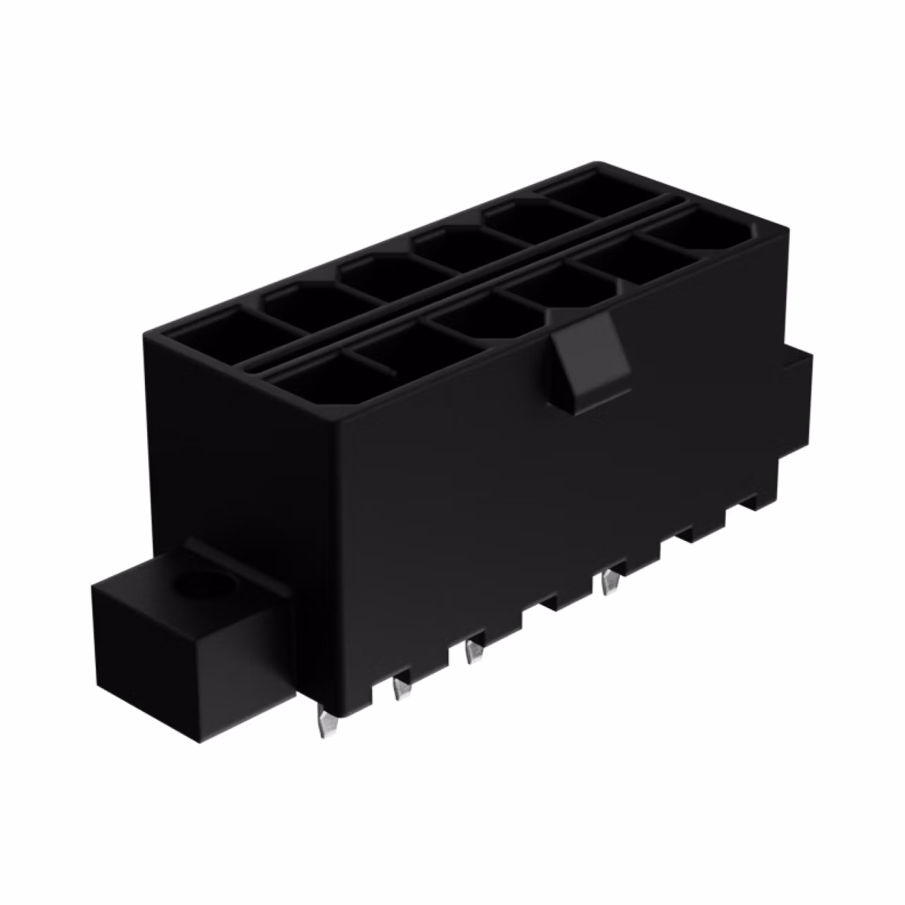 Mini-Fit Jr. First Mate / Last Break Header, 4.20mm Pitch, Dual Row, Vertical, 12 Circuits, Circuits 10 and 12 Voided, Polyester, UL94V-0, Gold (Au) Plating, Black for sale