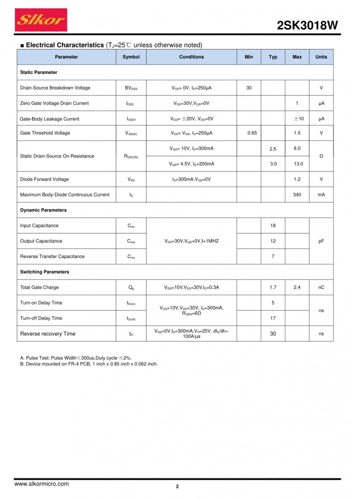 2SK3018W datasheet page 2