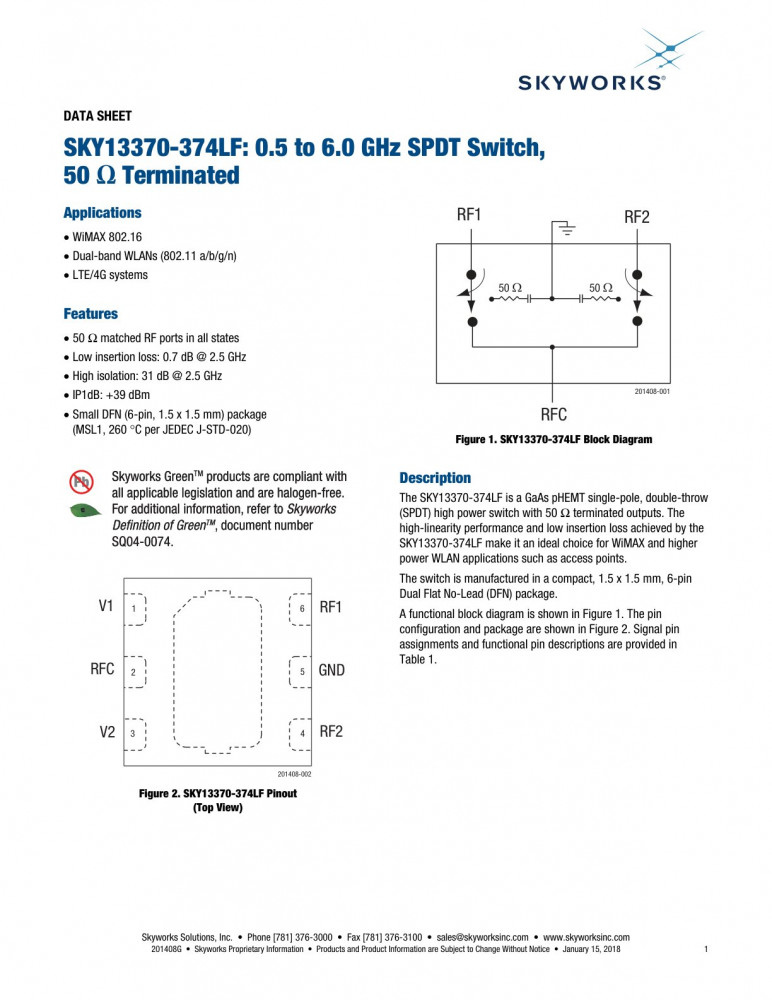 SKY13370-374LF datasheet page 1