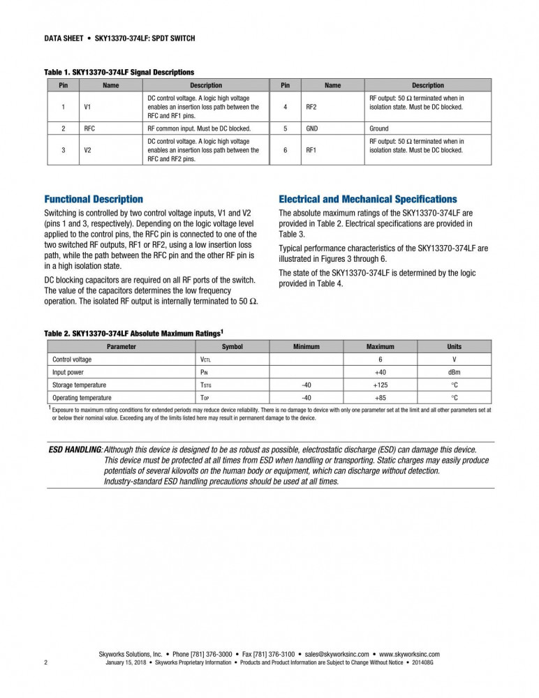 SKY13370-374LF datasheet page 2