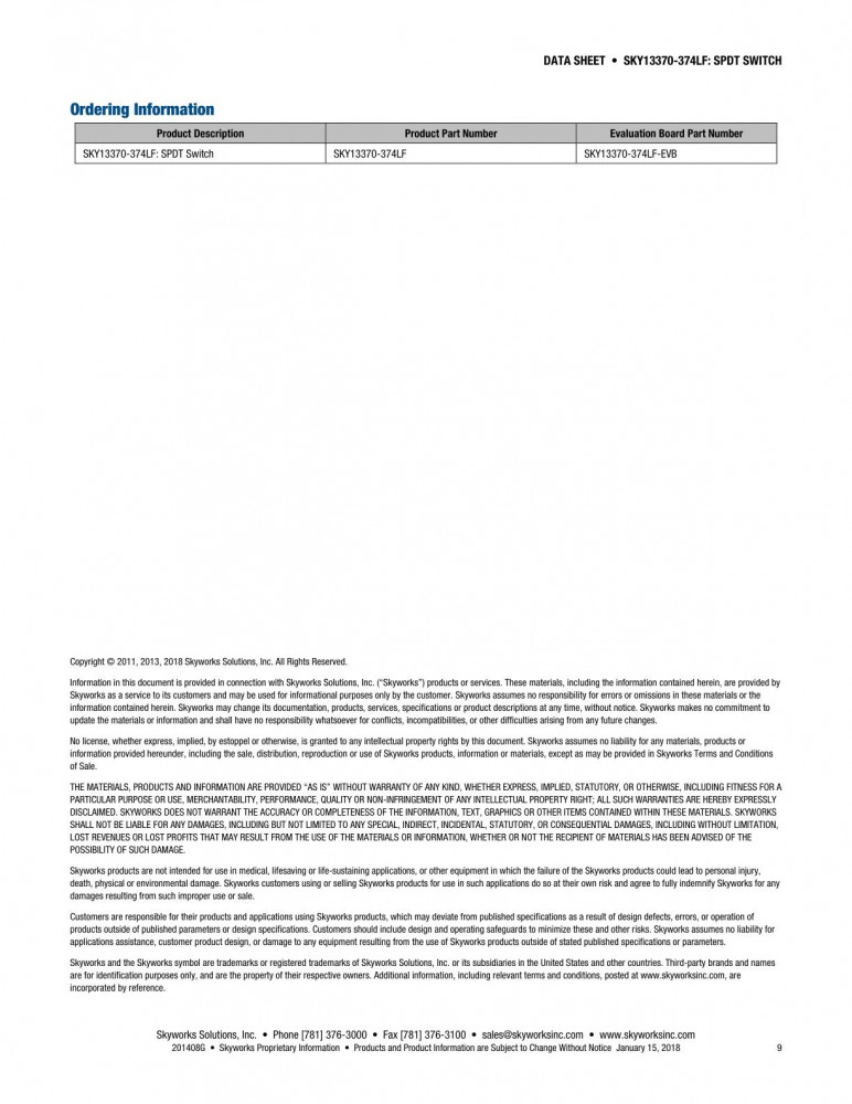 SKY13370-374LF datasheet page 9