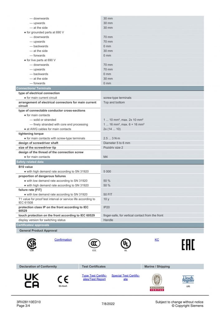 3RV28110ED10 technical document page 3