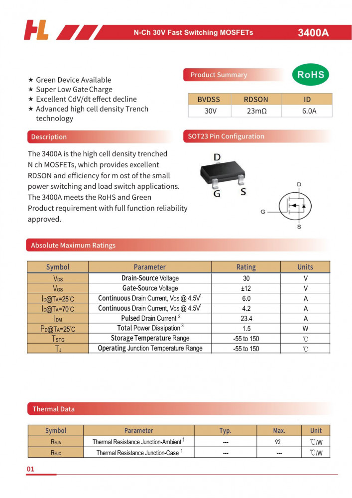 HL 3400A datasheet page 1