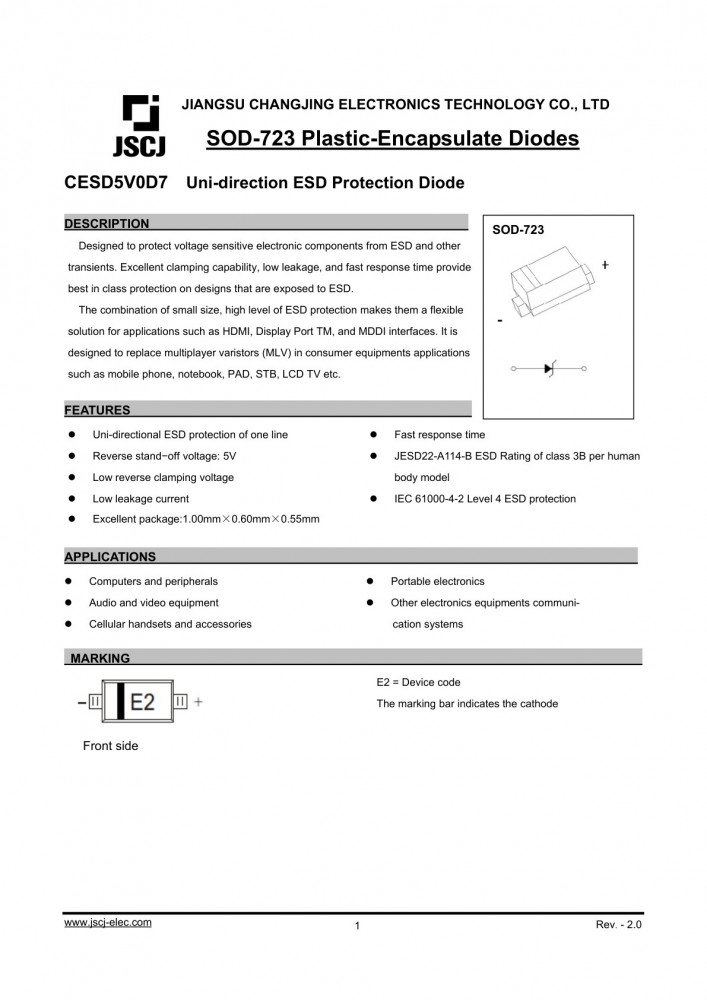 CESD5V0D7 datasheet page 1