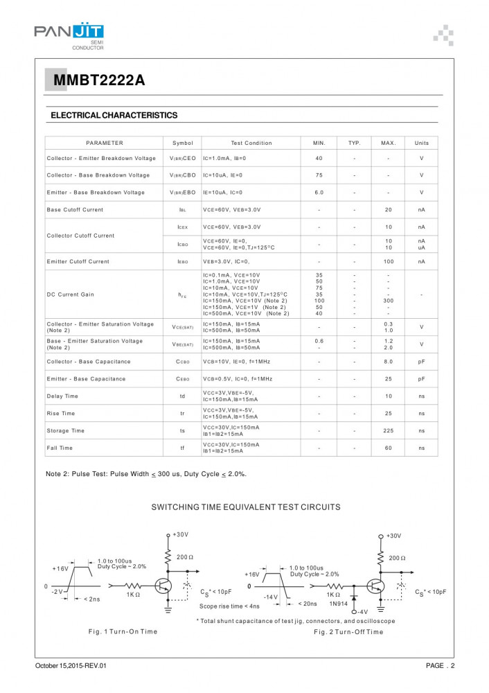 PANJIT MMBT2222A datasheet page 2