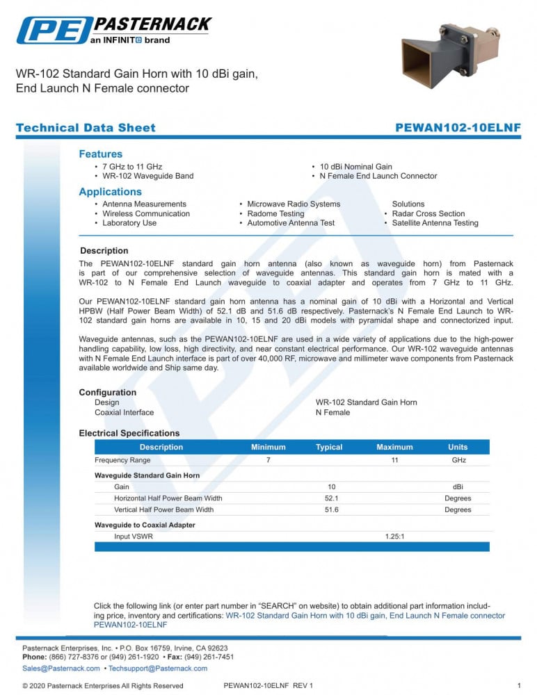 PEWAN102-10ELNF technical document page 1