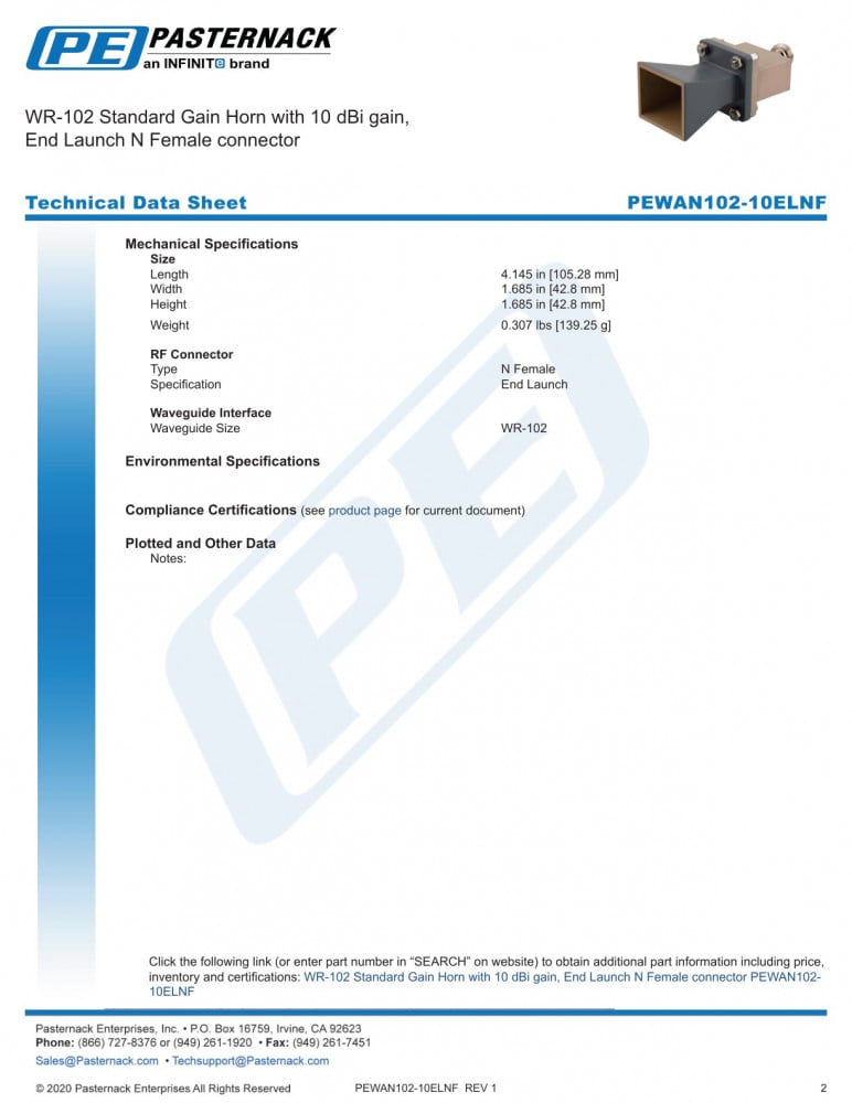 PEWAN102-10ELNF technical document page 2