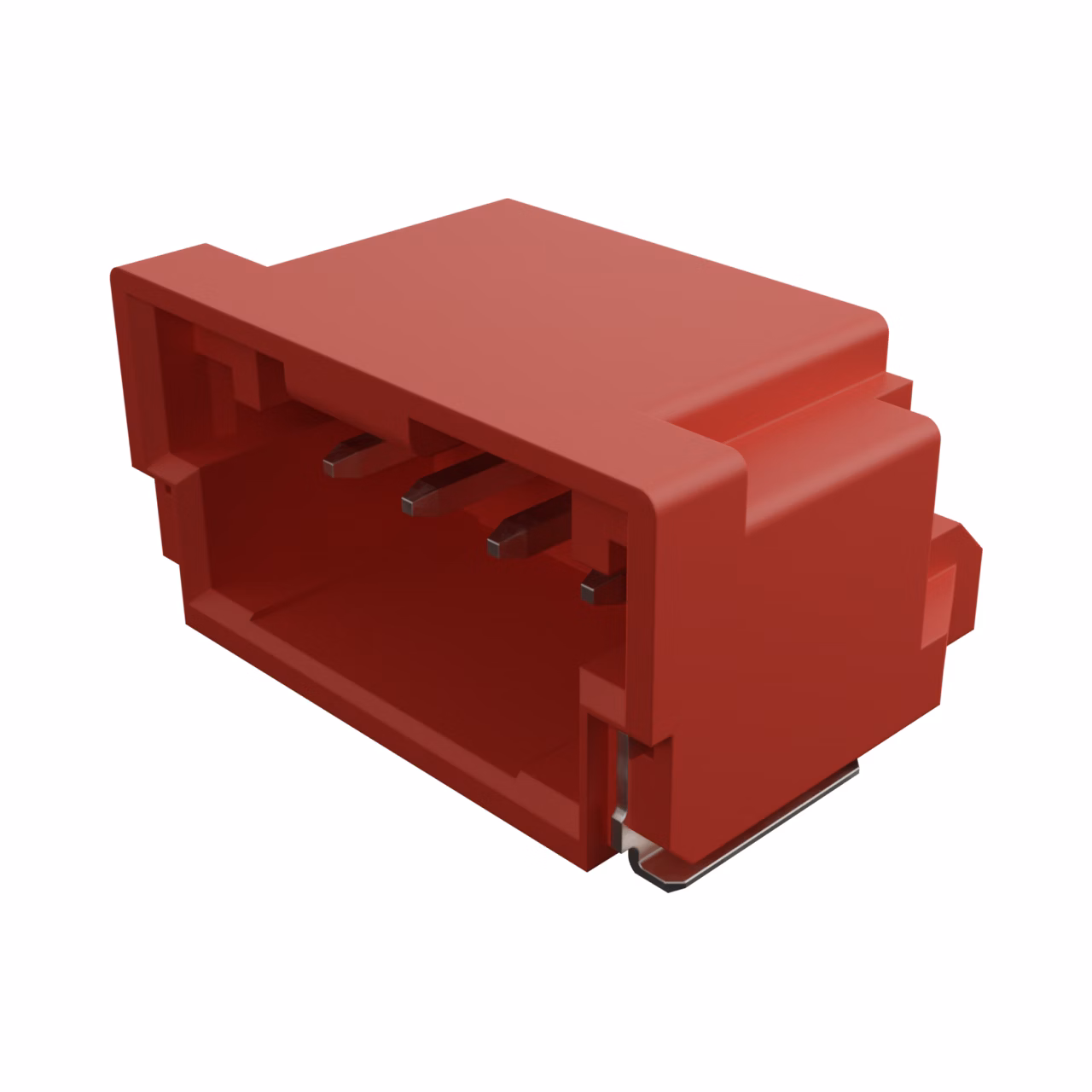 DuraClik Wire-to-Board Header, Single Row, Right-Angle, 4 Circuits, Tin (Sn) Plating, Red for sale