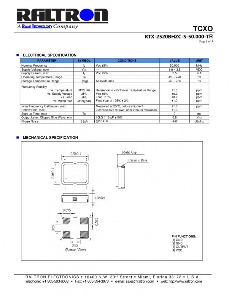 RTX-2520BHZC-S-50.000-TR datasheet page 1