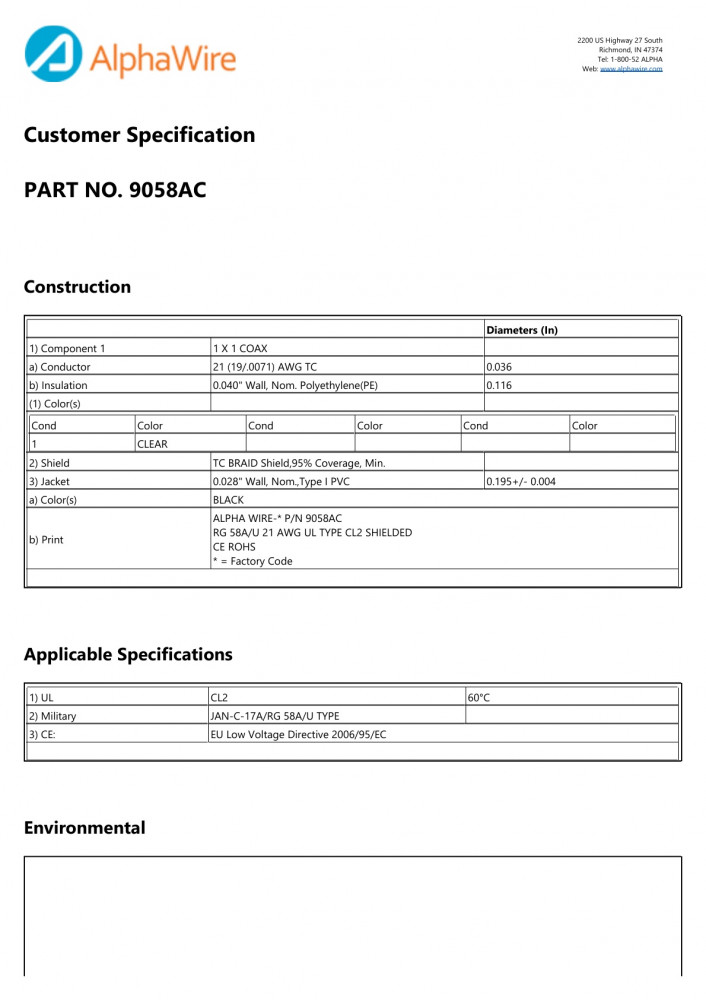 9058AC BK001 technical document page 1