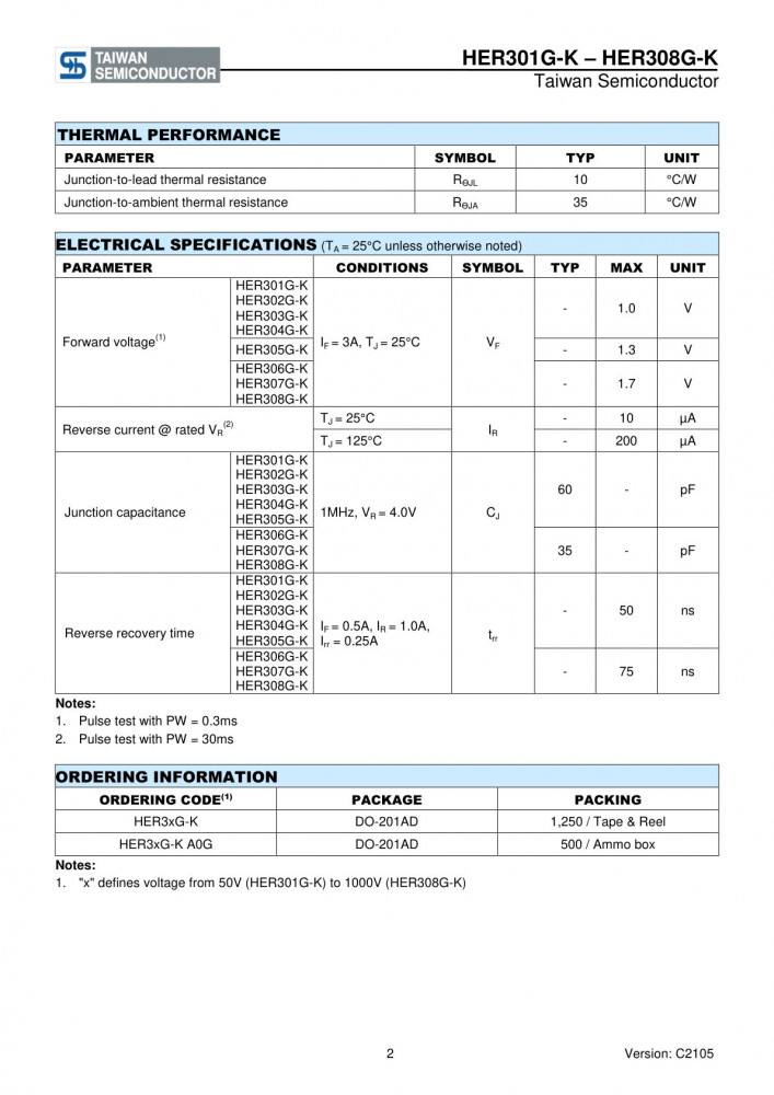 HER307G-K datasheet page 2