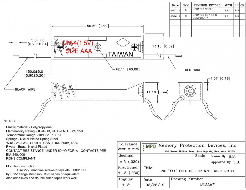 MPD BCAAAW technical drawing page