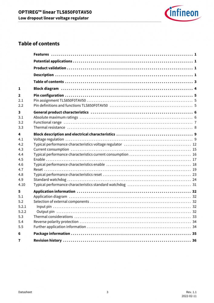 TLS850F0TAV50 datasheet page 3
