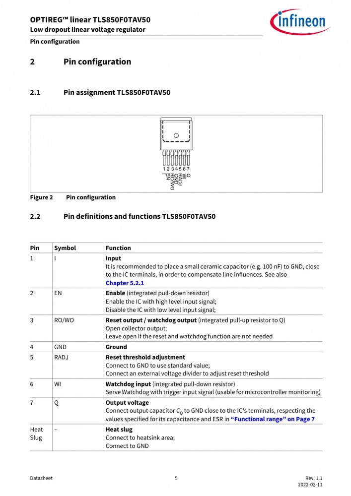 TLS850F0TAV50 datasheet page 5