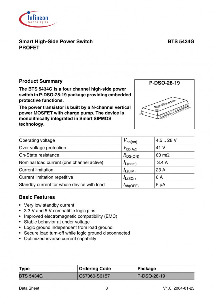 BTS5434G datasheet page 3