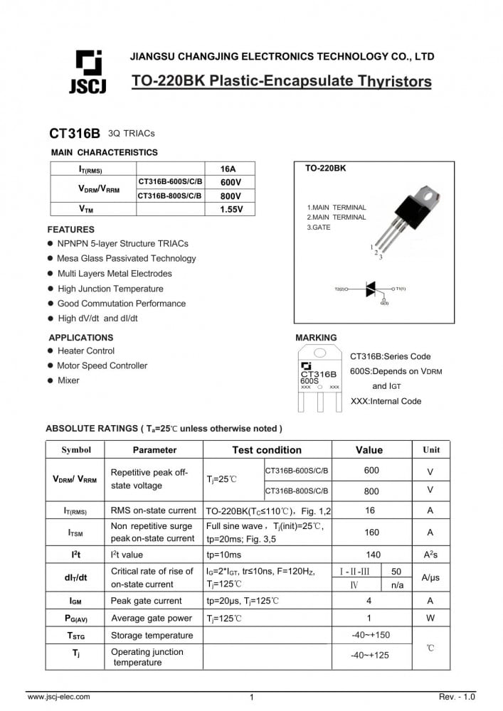 CT316B-800C datasheet page 1