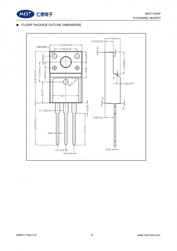 MOT11N45F datasheet page 5