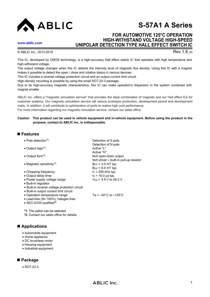 S-57A1 datasheet page 1