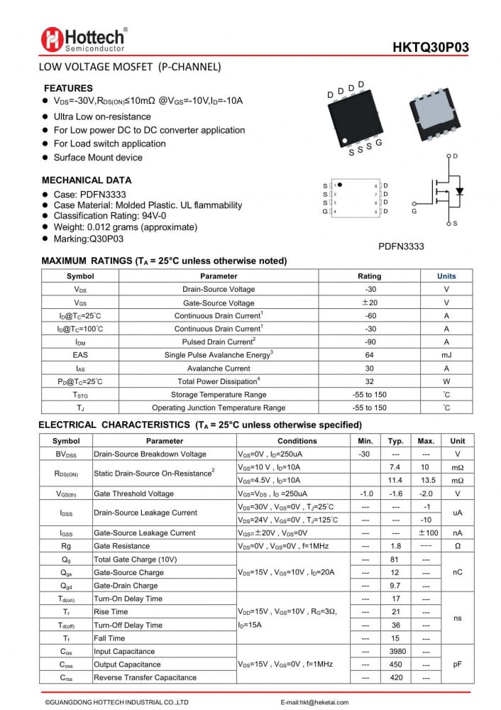 HKTQ30P03 datasheet page 1