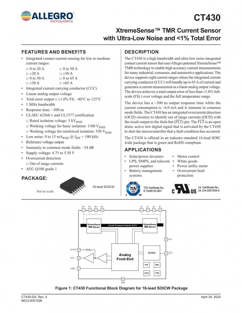 CT430 datasheet page 1