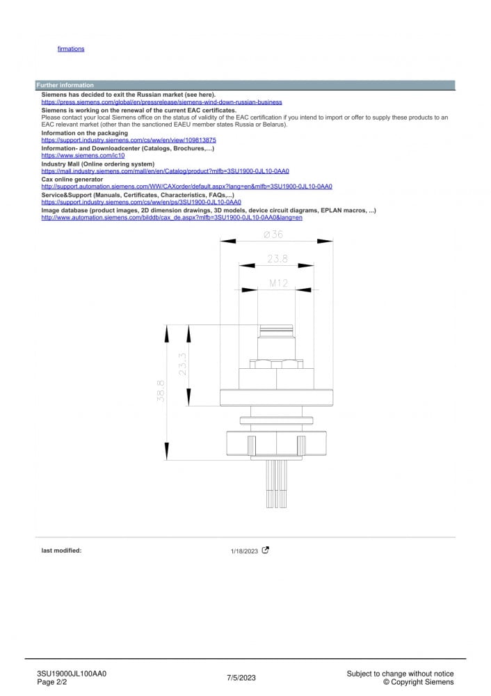 SIEMENS 3SU19000JL100AA0 technical document page 2
