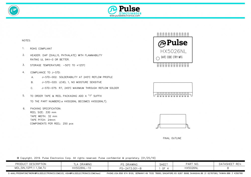 HX5026NL datasheet page 1