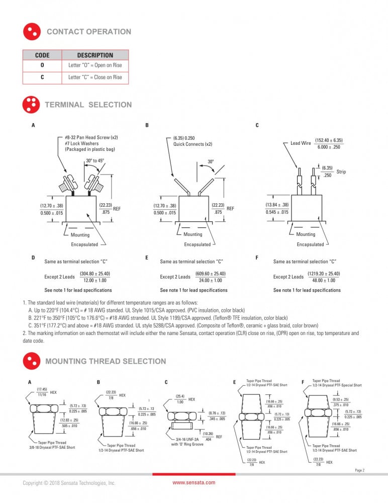 Sensata 5100 Series datasheet page 2