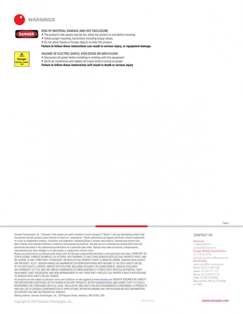 Sensata 5100 Series datasheet page 5