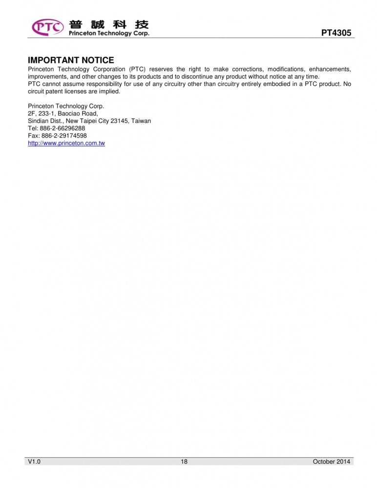 PT4305-X datasheet page 5