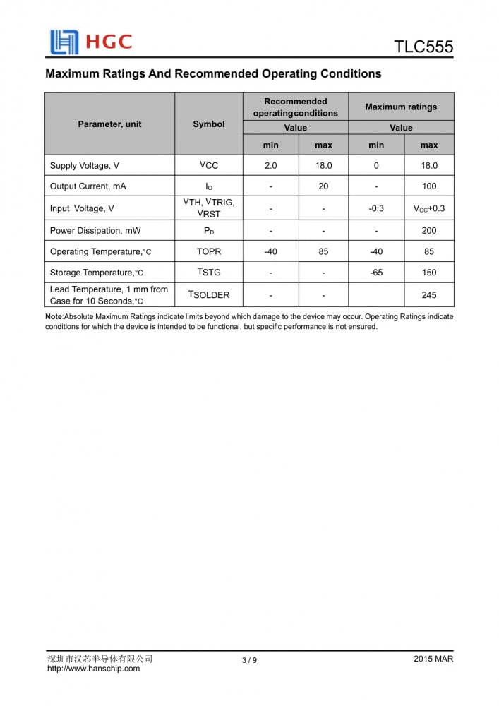 TLC555 datasheet page 3