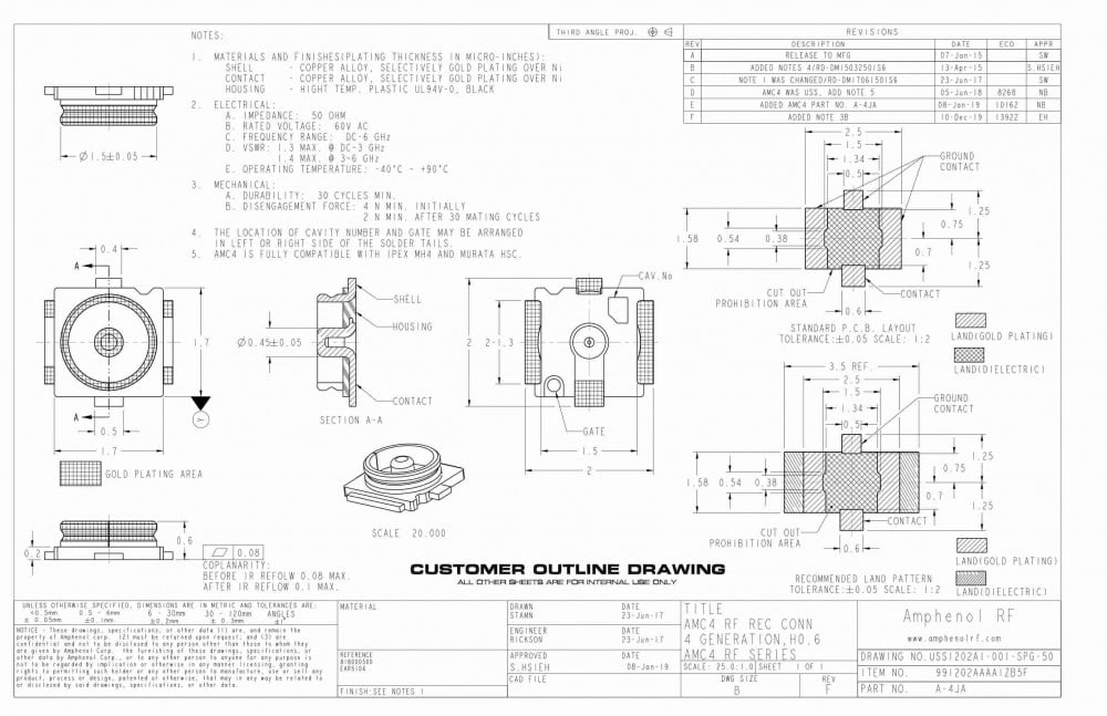 Amphenol A-4JA technical drawing preview