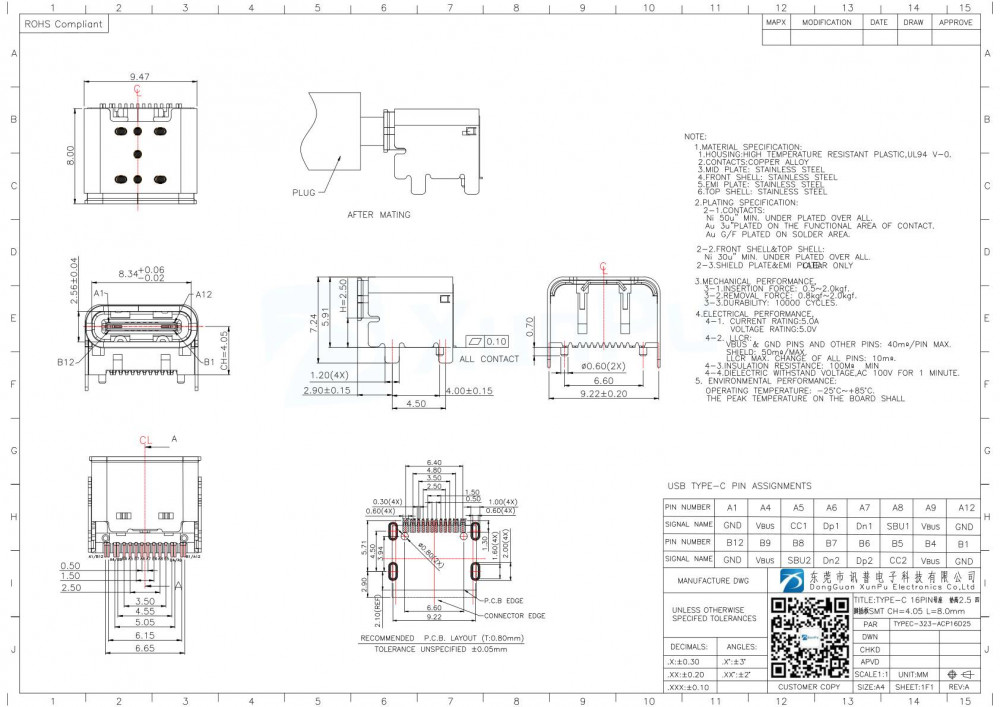 TYPEC-323-ACP16D25 technical drawing preview