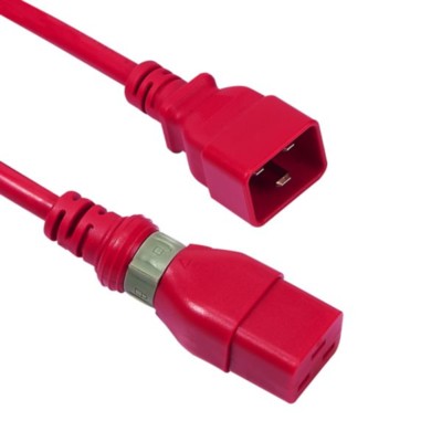 Set of 10 power cords C14-C13 1.5m red serverside locking