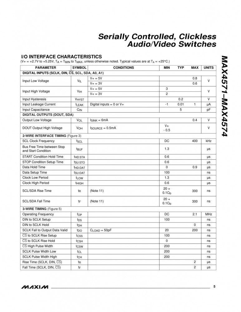 MAX4574 datasheet page 5